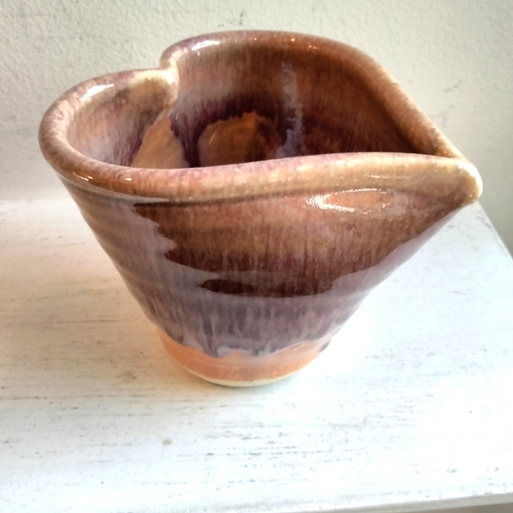 Vintage | Accents | Lisa Howe Pottery Heart Trinket Bowl Drip Glaze ...